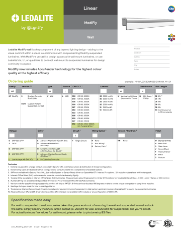 Ledalite ModiFly wall Specifications | Manualzz