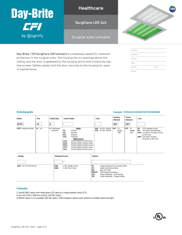 Day-Brite CFI SurgiCare LED Specifications | Manualzz