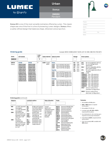 Lumec Domus LED pendant - large (DMS50) Specifications | Manualzz