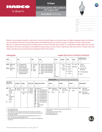 Hadco Refractive post top Specifications | Manualzz