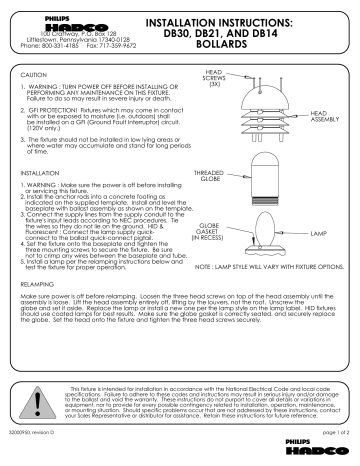 Hadco DB30 Bollard Install instructions | Manualzz