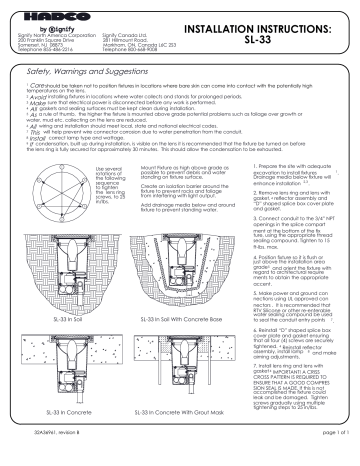 Hadco SL-34 Composite Inground Install instructions | Manualzz