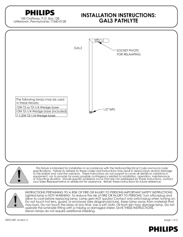 Hadco GAL3 Path Light Install instructions | Manualzz