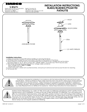 Hadco RL4 Path Light Install instructions | Manualzz