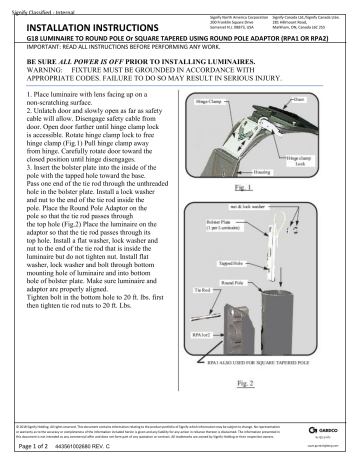 Gardco Gullwing Area Large LED GL18 Install instructions | Manualzz