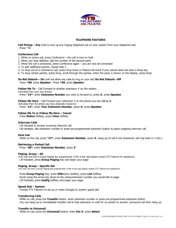 Avaya IP OFFICE 1408 Quick Reference Sheet | Manualzz