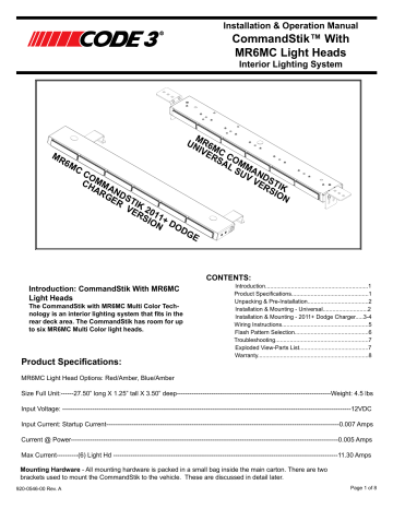 CODE 3 CommandStik MultiColor MR6 Installation & Operation Manual | Manualzz