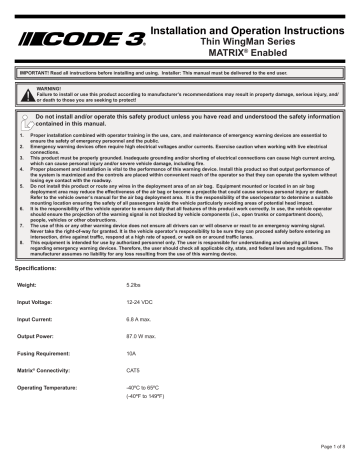 CODE 3 Thin Wingman Install Instructions | Manualzz