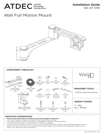 Atdec SD-AT-DW-BK Installation Guide | Manualzz