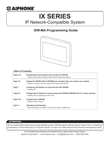 Aiphone IX Series Programming Manual | Manualzz