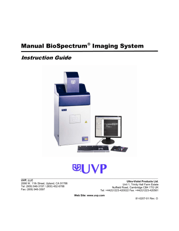 UVP BioSpectrum Imaging System Instruction Guide | Manualzz