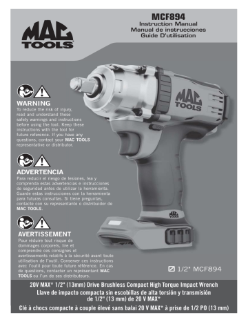 Mac Tools MCF894 Impact wrench 1 Instruction Manual | Manualzz