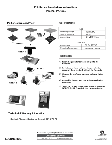 Allegion Locknetics IPB-100 Installation Instructions | Manualzz