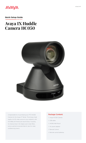 Avaya IX Huddle HC050 Quick Setup Guide | Manualzz
