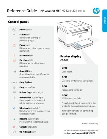 HP LaserJet MFP M232-M237 Printer series Reference guide | Manualzz
