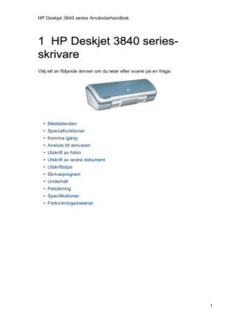 HP Deskjet 3840 Printer series Användarmanual | Manualzz