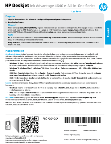 HP Deskjet Ink Advantage 4640 e-All-in-One Printer series Reference ...