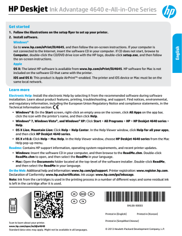 HP Deskjet Ink Advantage 4640 e-All-in-One Printer series Reference ...