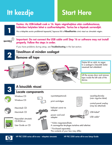 HP PSC 2350 All-in-One Printer series Quick Setup guide | Manualzz