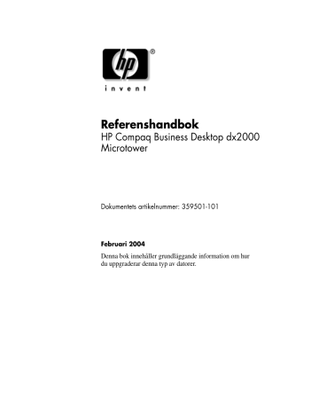 HP Compaq dx2000 Microtower PC Referens guide | Manualzz