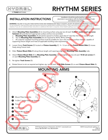 Acuity Brands Lighting HYDREL Installation Instructions | Manualzz