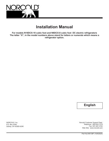 Norcold Polar N10DC Installation Manual | Manualzz