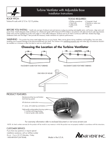 Air Vent AIRHAWK Installation instructions | Manualzz