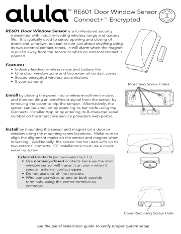 Alula RE601 Install Manual | Manualzz