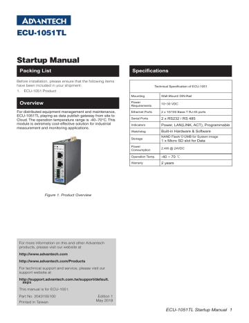 Advantech ECU-1051TL Startup Manual | Manualzz