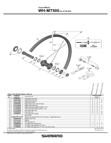 Shimano WH-MT500 Roda Exploded View | Manualzz