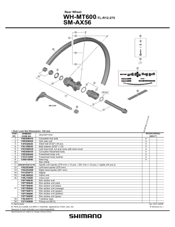Shimano WH-MT600 Roda Exploded View | Manualzz
