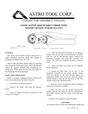 Astro Tool 616336 Instruction Sheet | Manualzz