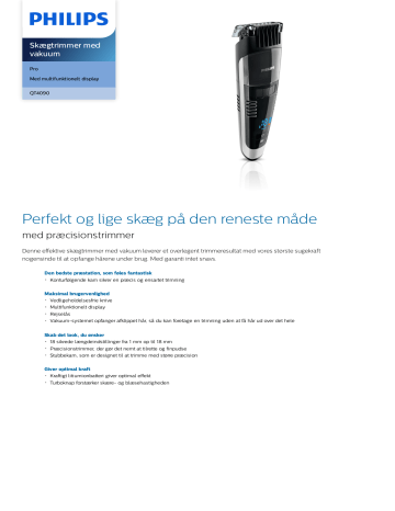 Philips QT4090/15 Skægtrimmer med vakuum Produktdatablad | Manualzz