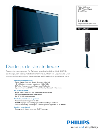 Philips 32PFL3403D/12 LCD-TV Productdataset | Manualzz