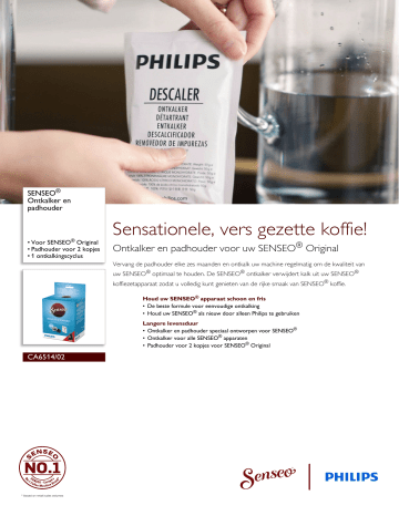 SENSEO® CA6514/02 SENSEO® Ontkalker en padhouder Productdataset | Manualzz