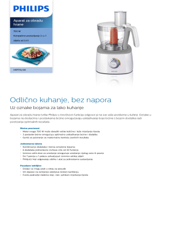 Philips HR7772/00 Aparat za obradu hrane Product Datasheet | Manualzz