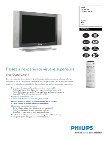 Philips 20PF5120/01 Téléviseur Fiche technique de produit | Manualzz