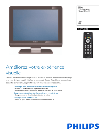 Philips 20PFL5122/01 Téléviseur Fiche technique de produit | Manualzz