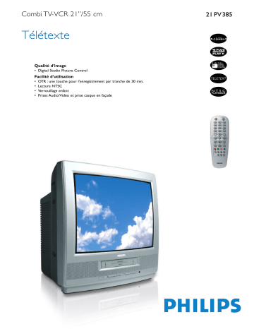 Philips 21PV385/39 Combi TV-magnétoscope Fiche technique de produit ...