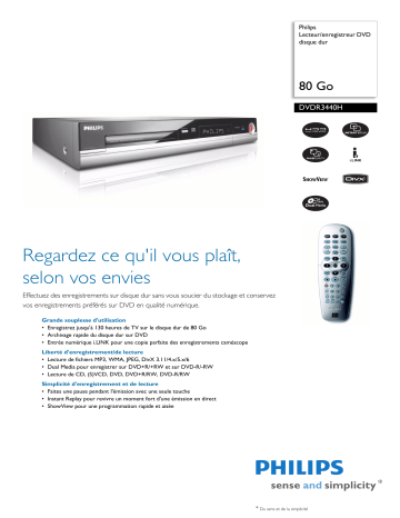 Philips DVDR3440H/31 Lecteur/enregistreur de DVD disque dur Manuel utilisateur | Manualzz