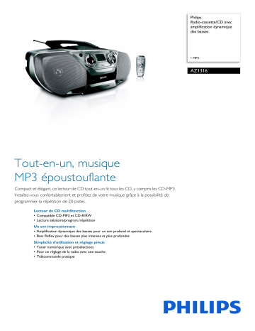 Philips AZ1316/00C Lecteur de CD Fiche technique de produit | Manualzz