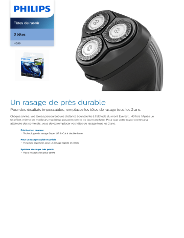 Philips HQ56/51 Têtes de rasoir Fiche technique de produit | Manualzz