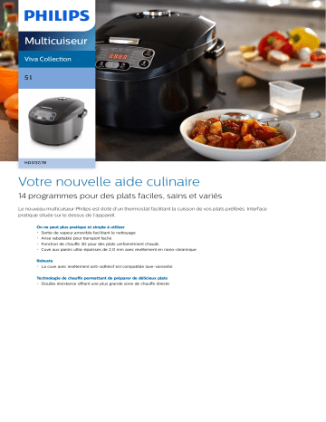 Philips HD3137/78 Viva Collection Multicuiseur Fiche technique de ...