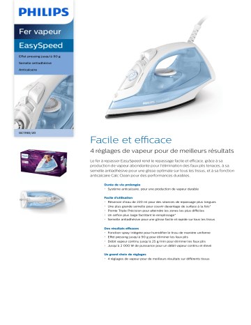Philips GC1740/20 Fer vapeur Fiche technique de produit | Manualzz