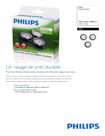 Philips HQ5/42 Têtes de rasoir Fiche technique de produit | Manualzz