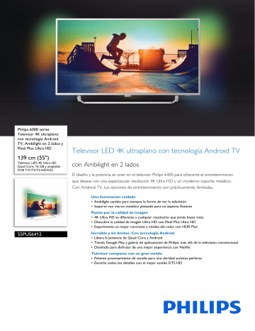 Philips 55PUS6412/12 6000 series Televisor 4K ultraplano con tecnología ...
