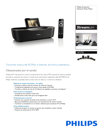 Philips NP3700/12 Streamium Network Music Player Hoja de datos del ...