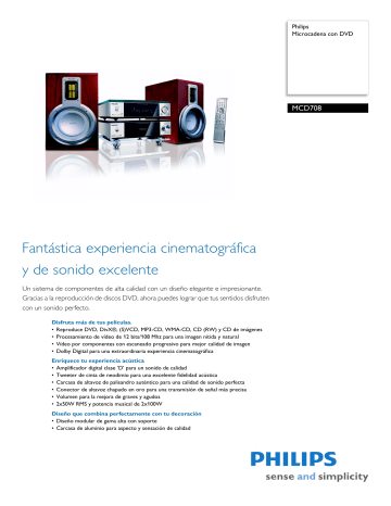 Philips MCD708/12 Microcadena con DVD Hoja de datos del producto | Manualzz
