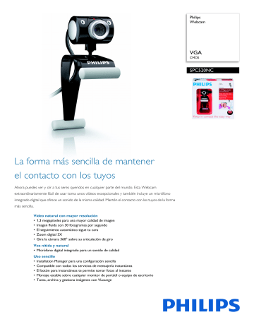 Philips SPC520NC/00 Webcam Hoja de datos del producto | Manualzz