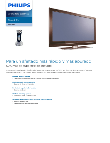 Philips HQ8170/21 Afeitadora eléctrica Hoja de datos del producto ...